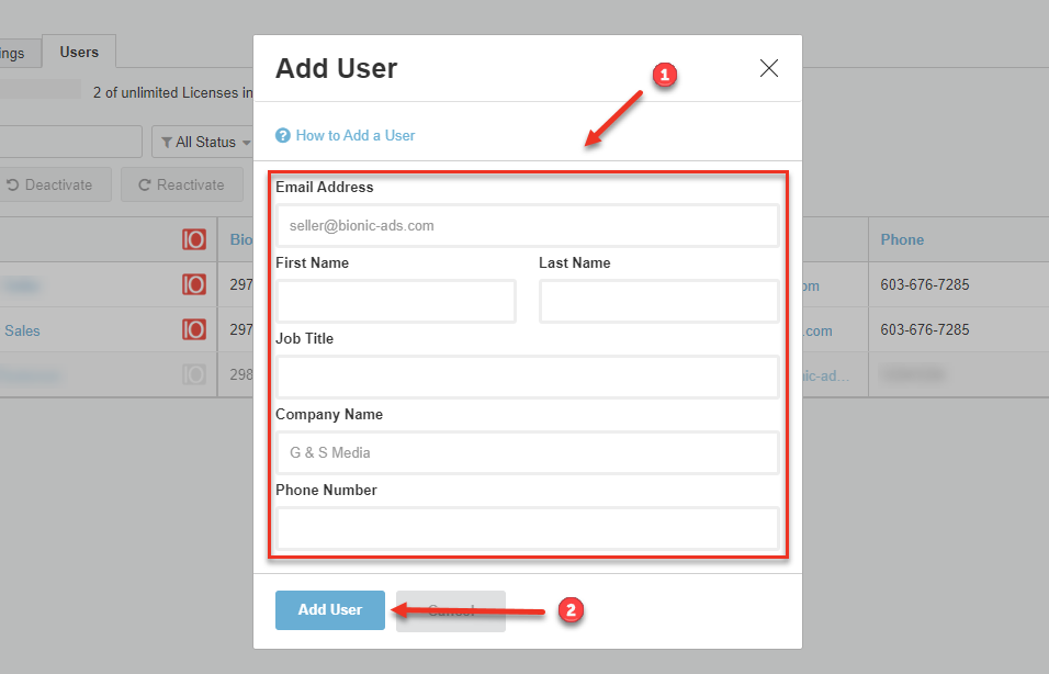 Manage Ad Sales Users